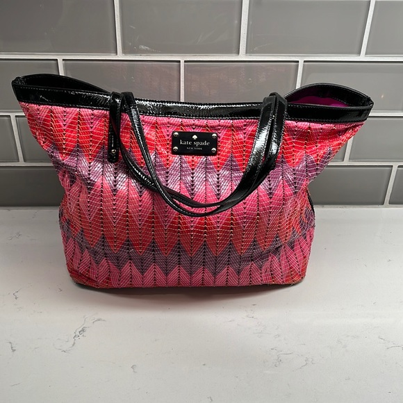 kate spade | Bags | Kate Spade Beverly Breeze Multi Pink Woven Tote ...